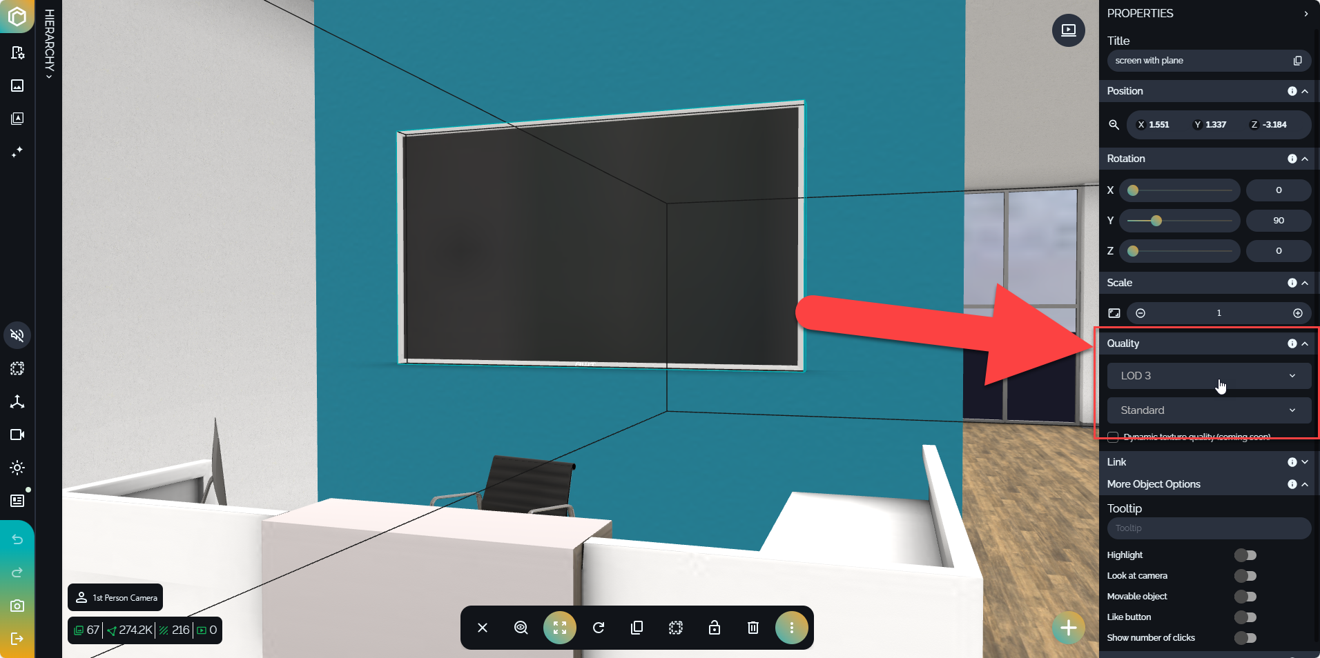 Set LOD and texture quality for objects in Space Editor – rooom Help Center